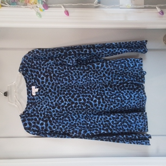 Denim&Co | Tops | Denim Company Blue And Black Leopard Print Top | Poshmark